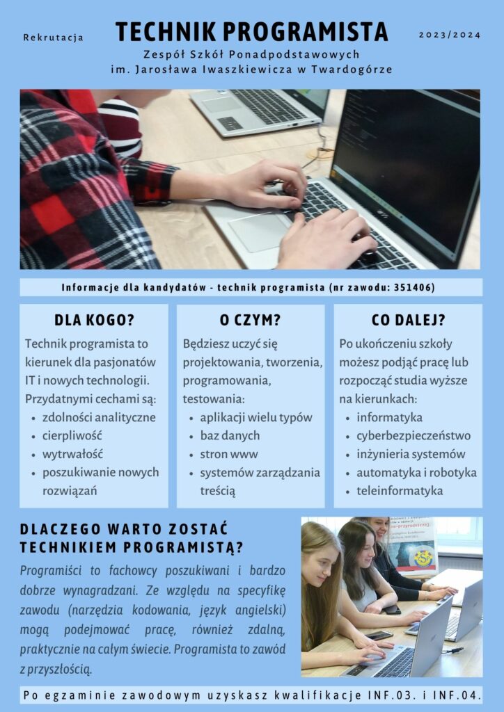 Technik programista – Zespół Szkół Ponadpodstawowych w Twardogórze